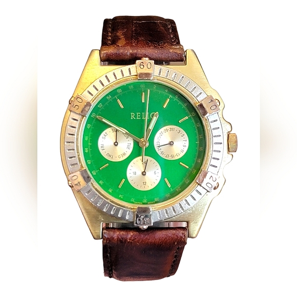 Relic | Accessories | Rare Relic Zr522 Mens Chronograph Watch Green ...